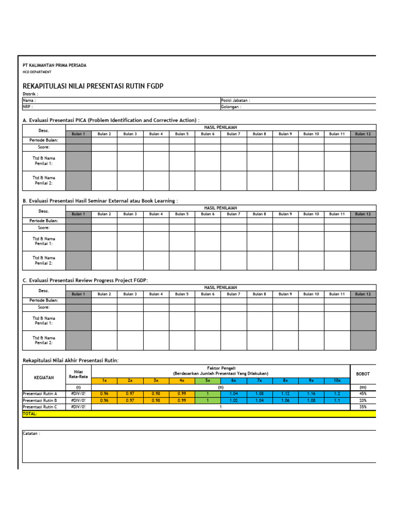 Form Penilaian Presentasi Rutin FGDP (Send FGDP Dan Mentor) | PDF