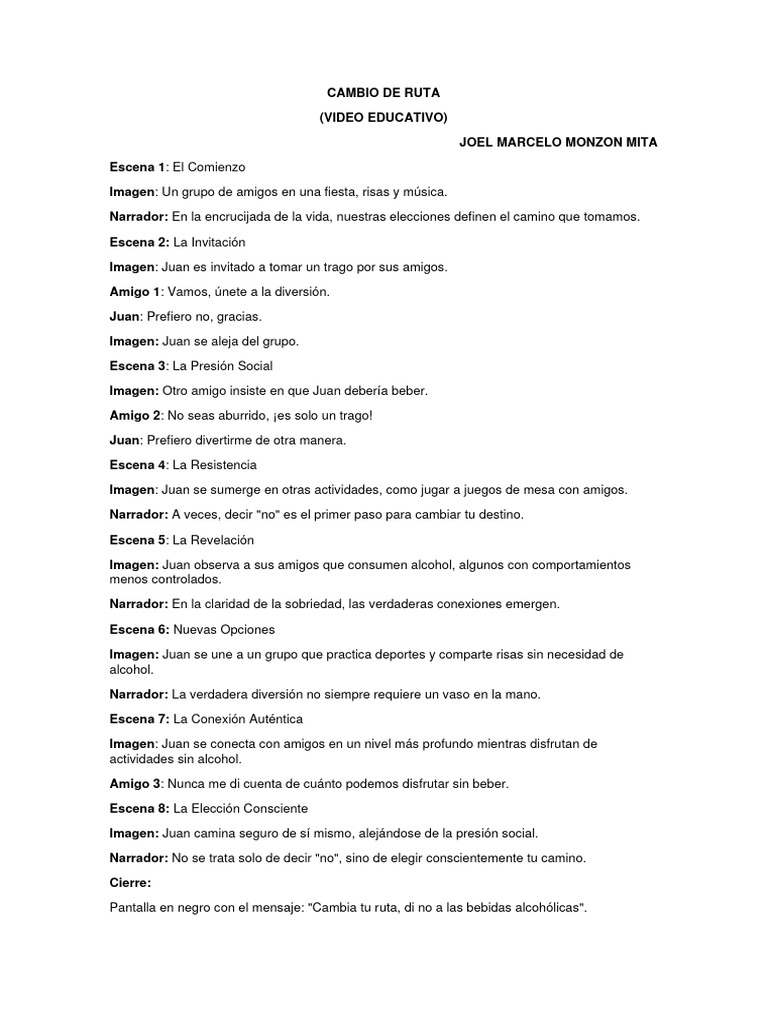 CAMBIO DE RUTA Guion Educativo | PDF