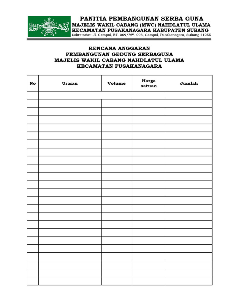 Rab Panitia Pembangunan Serba Guna | PDF