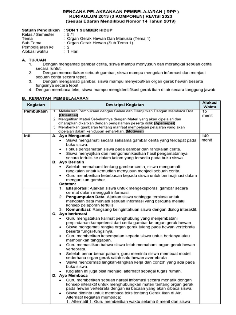 5.1.1.2 - RPP Revisi 2023 ARWAIDI TEMA 1 TTD | PDF | Karier ...