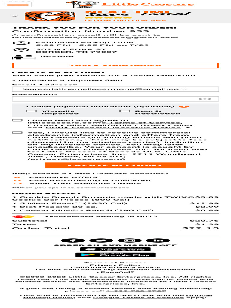 Order Confirmed - Little Caesars® Pizza | PDF | Computing | Information ...