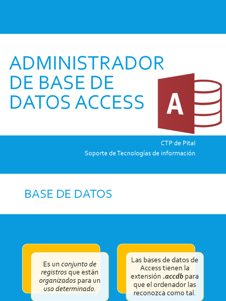 Administrador de Base de Datos Access | PDF | Bases de datos | Base de datos relacional