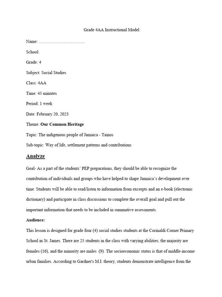 Assure Model Lesson Plan Exemplar1 | Download Free PDF | Learning ...