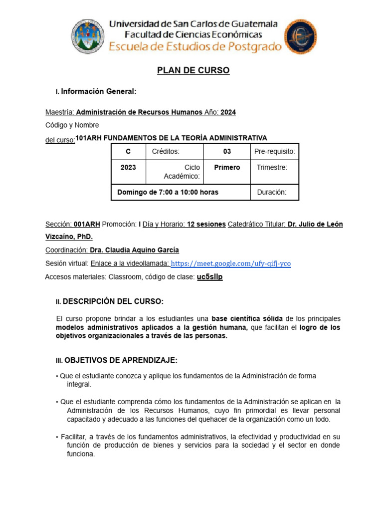 Programa de Curso | PDF | Gestión de recursos humanos | Business