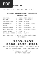 Contoh Struk Token Listrik | PDF | Pengelolaan Keuangan & Uang | Komputer