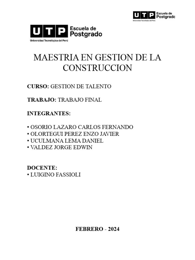Grupo N 03. Trabajo Final Gestion Del Talento | PDF | Business