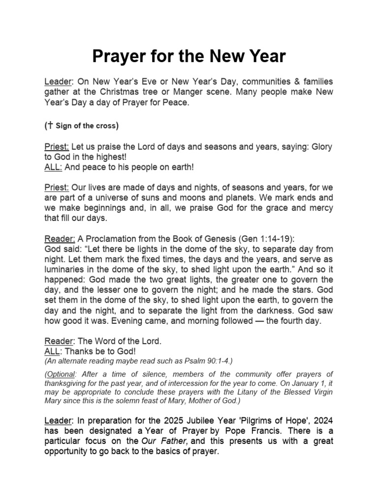 New Year Prayer Service 2024 | PDF | Lord's Prayer | Mary, Mother Of Jesus