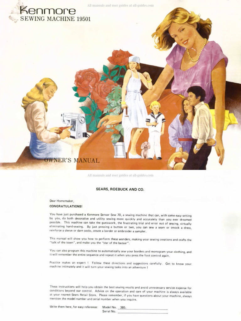 Kenmore 385.19501/19502 Sewing Machine Instruction Manual | PDF ...