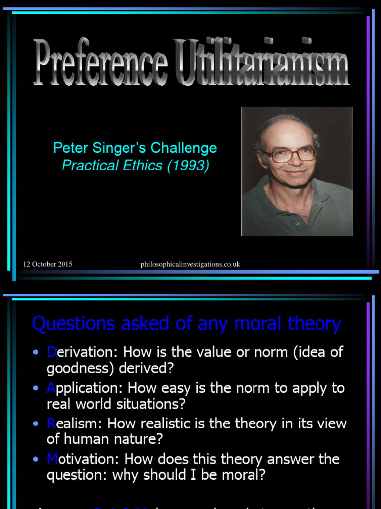 Singer's Preference Utilitarianism | PDF | Utilitarianism | Animal Rights
