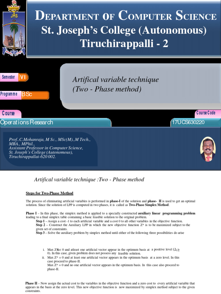 Twophase Simplex Method | PDF | Mathematical Optimization | Algorithms