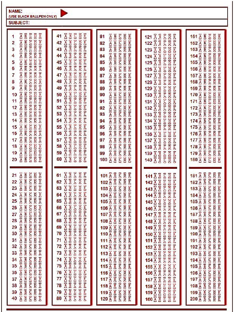 Answer Sheet Practice | PDF