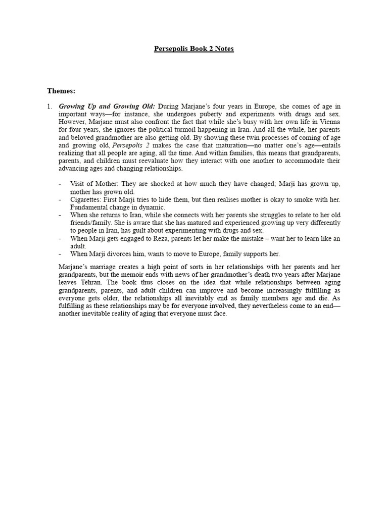 Persepolis Book 2 Notes | PDF | Sexism | Iran
