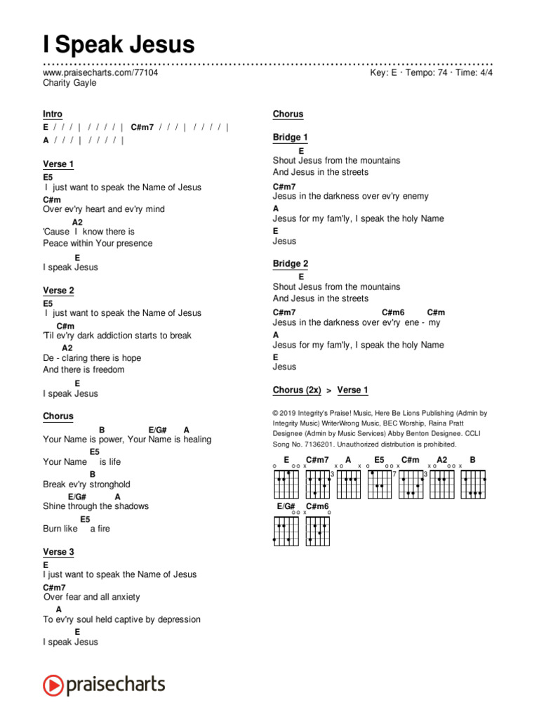 E I Speak Jesus Charity Gayle Pdf