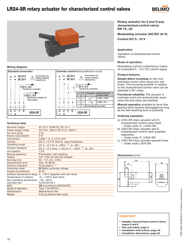 Belimo lr24-sr | PDF | Alternating Current | Vacuum Tube