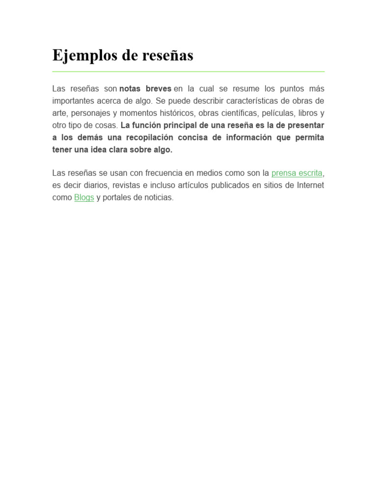 Ejemplos de Reseñas Críticas y Informativas | PDF | México | Ciudad de ...