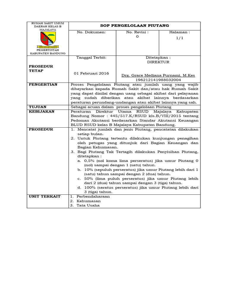 Sop Pengelolaan Piutang | PDF