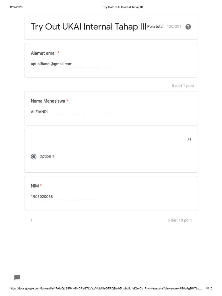Bagi Try Out UKAI Internal Tahap III | PDF