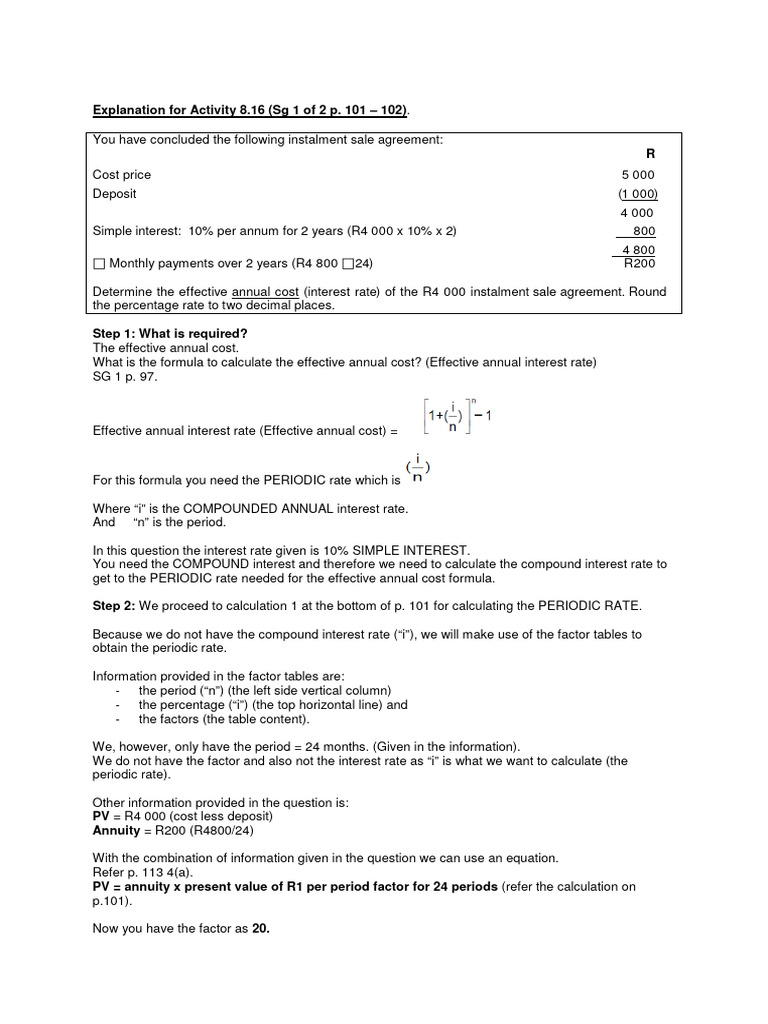 Additional Study Material - Lesson 3 - Explanation For Activity 8.16 | PDF | Interest | Present ...