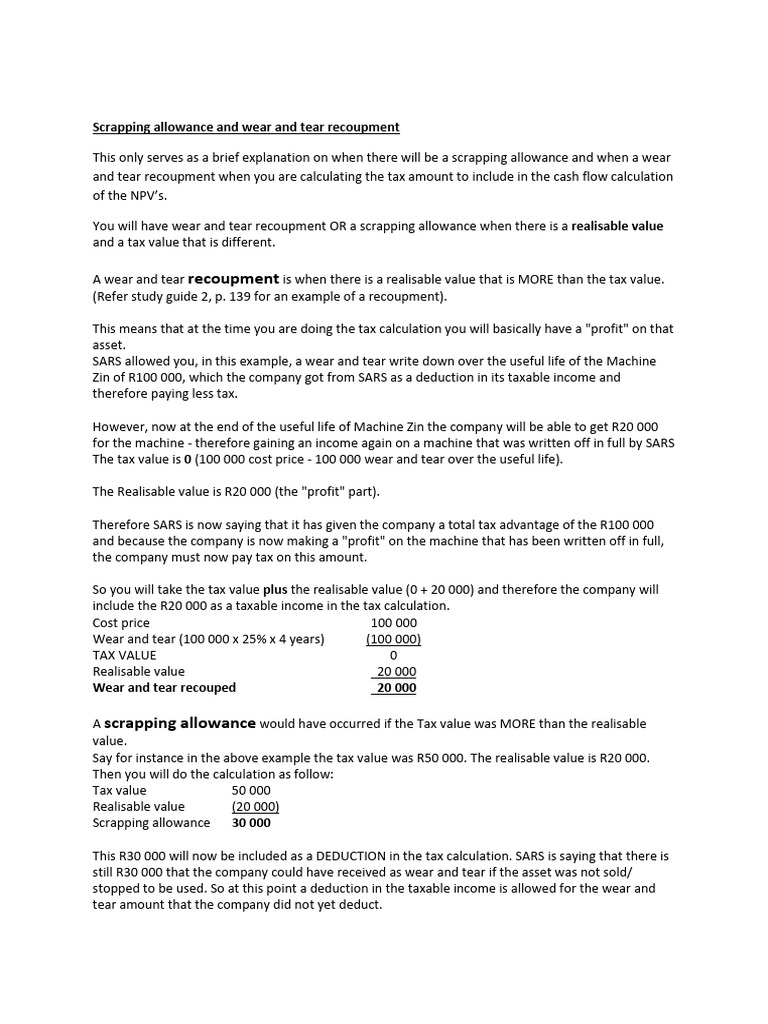 Additional Study Material - Scrapping Allowance - Recoupment | PDF ...