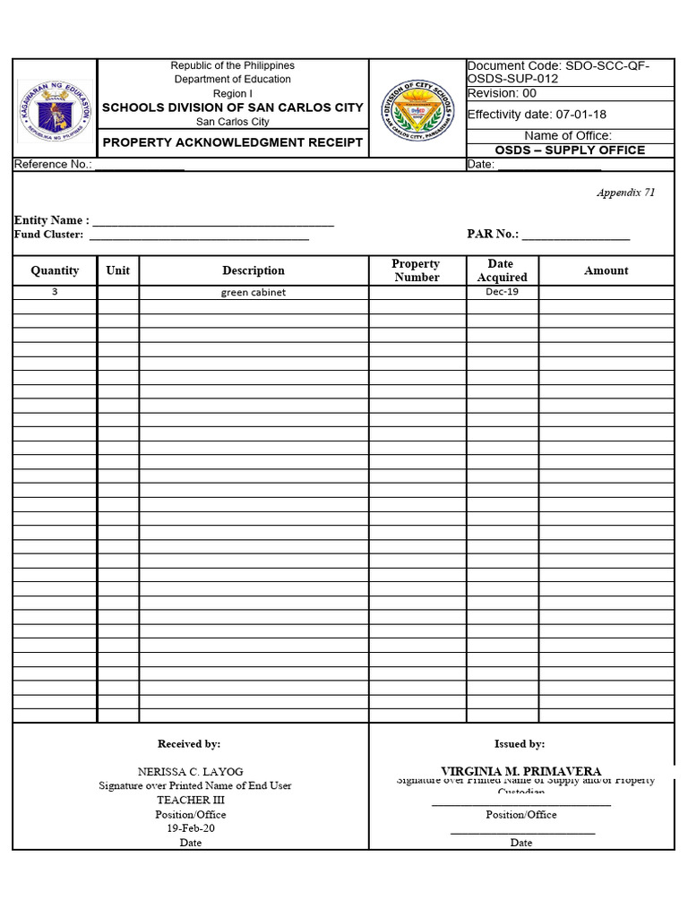 Inventory Form 2019 2020 Nerissa | PDF | Supply Chain Management | Business