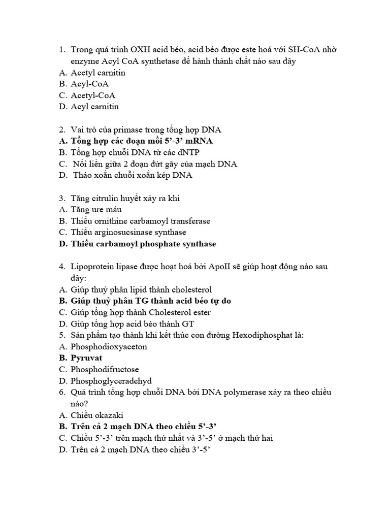 ĐỂ ÔN TẬP HOÁ SINH 1 | PDF