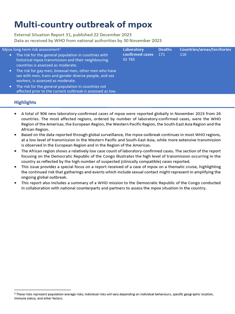 Mpox External-Sitrep 31 | PDF