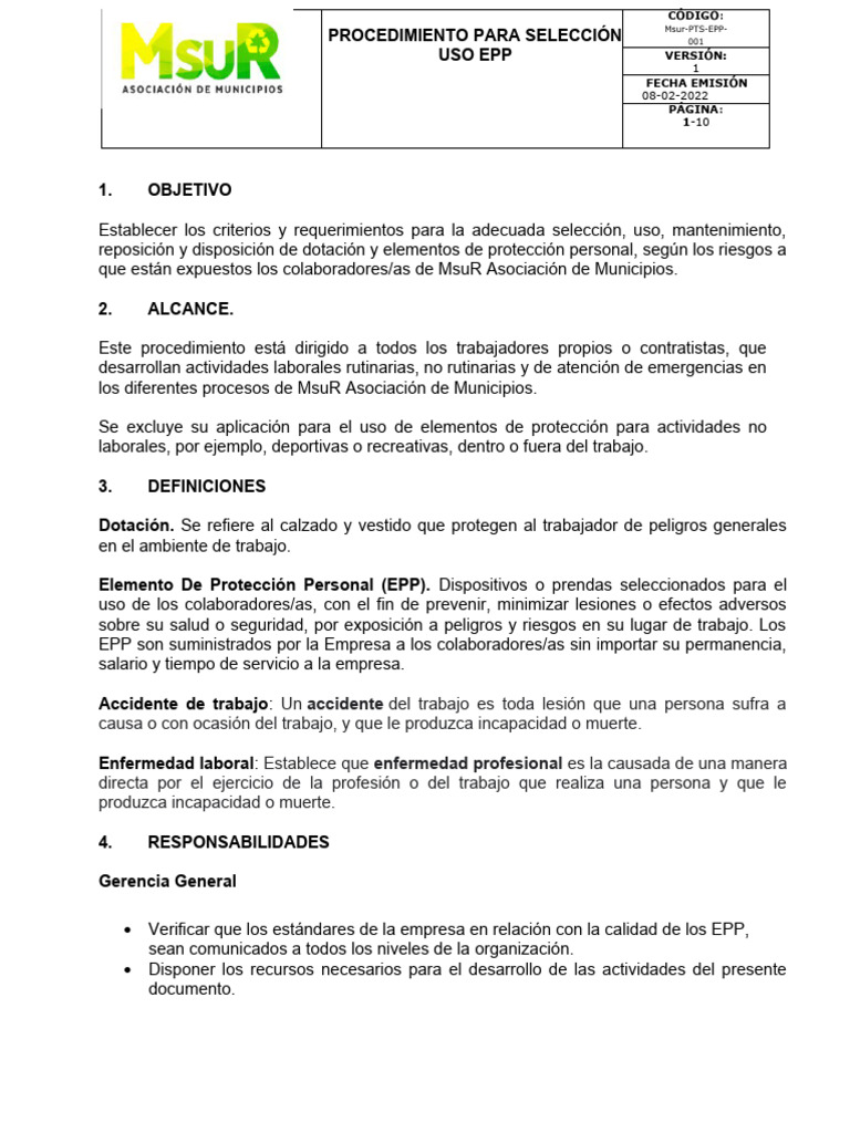 Uso, Selección y Control de EPP | PDF