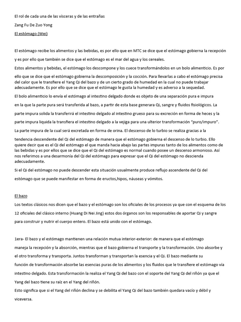 .Apunte 2.el Rol de Cada Una de Las Vísceras y de Las Entrañas | PDF | Bilis | Qi