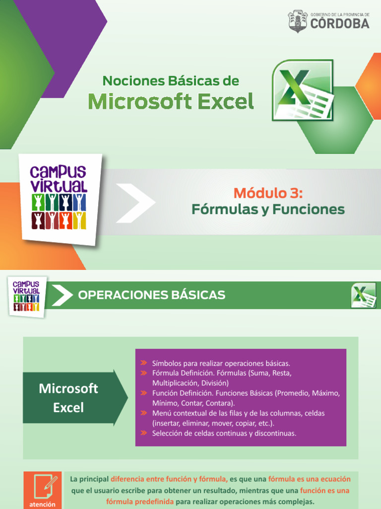 Nociones Básicas de Excel - Módulo-3 | PDF | Microsoft Excel | Multiplicación