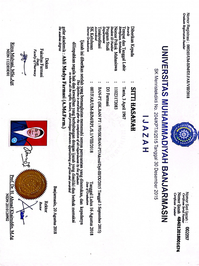 Ijazah - Sitti Hasanah | PDF