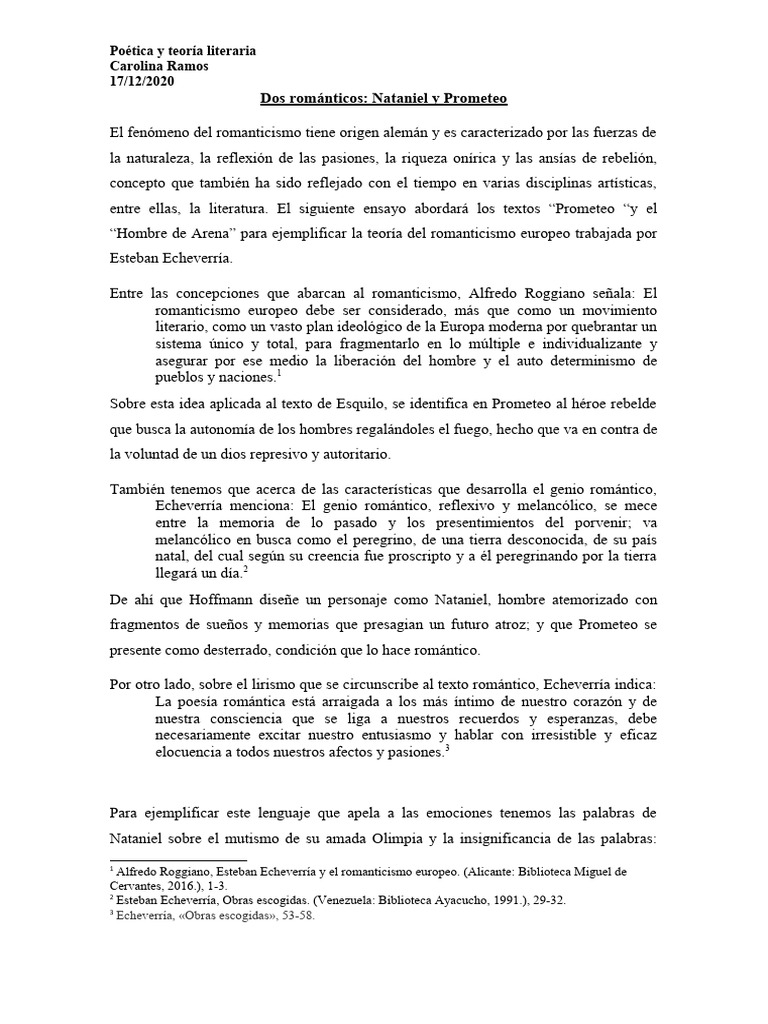 Romanticismo: Prometeo y Nataniel | PDF | Romanticismo