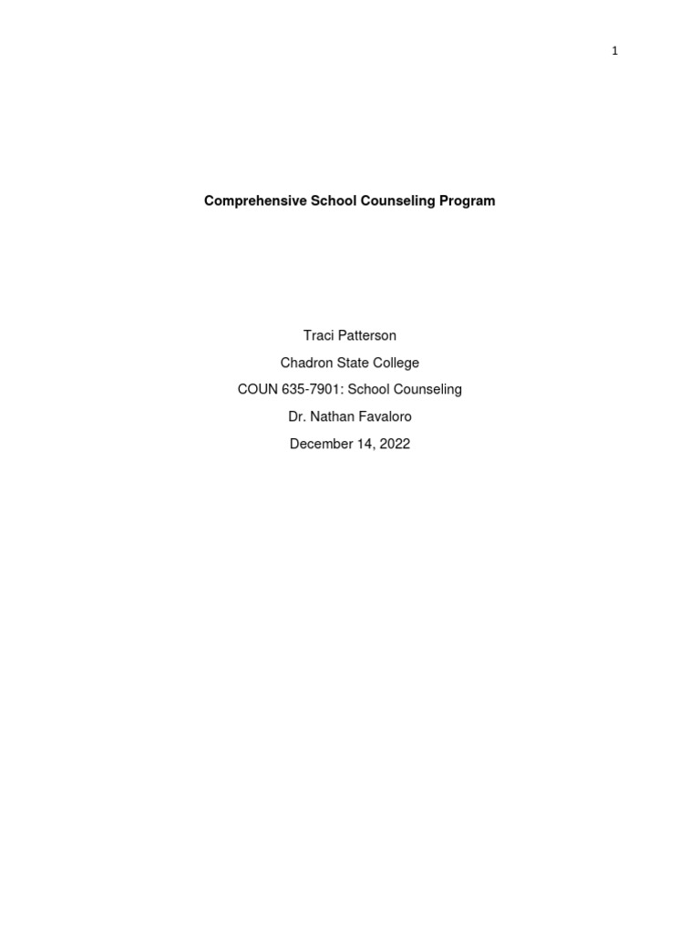 Comprehensive School Counseling Program | PDF | School Counselor ...