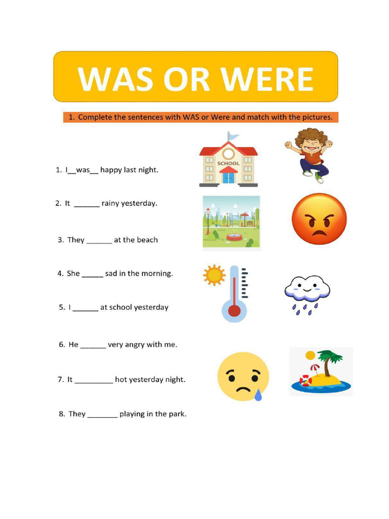 Was Were Worksheet | PDF