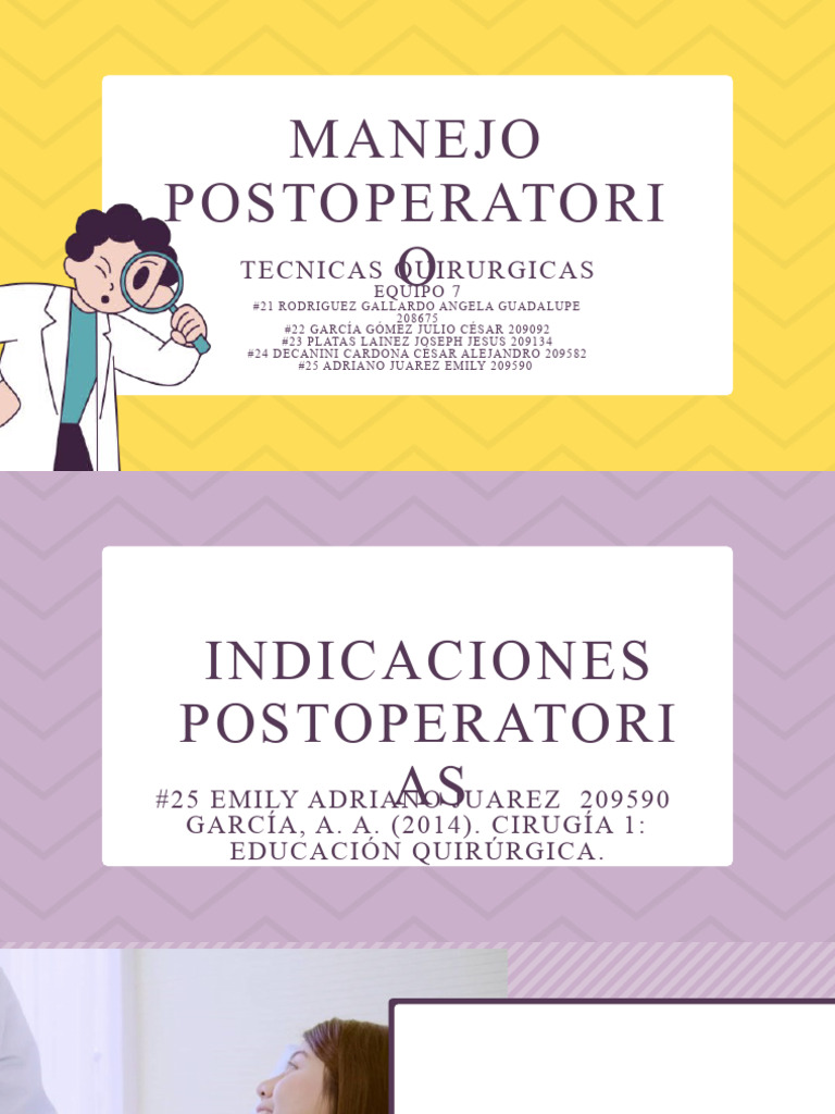 Manejo Postoperatorio | PDF | Herida | Reanimación cardiopulmonar