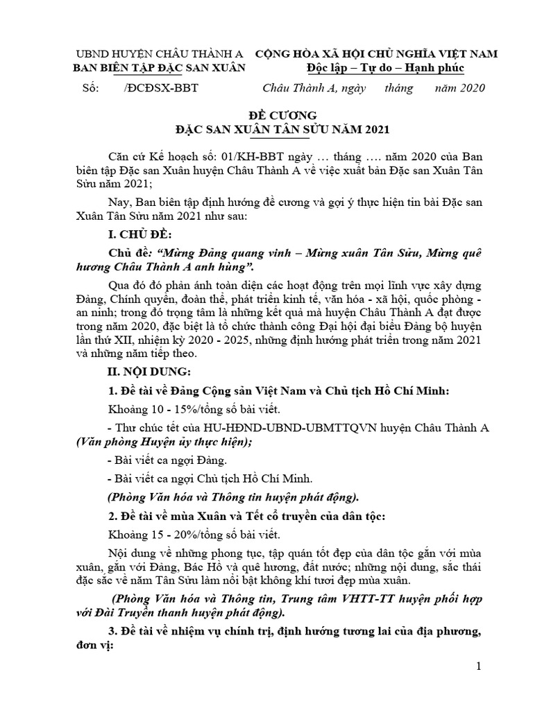 De Cuong Bao Xuan 2021 | PDF