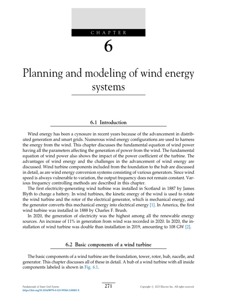 Chapter 6 Planning and Modeling of Wind en 2023 Fundamentals of Smart Grid | PDF | Wind Turbine ...