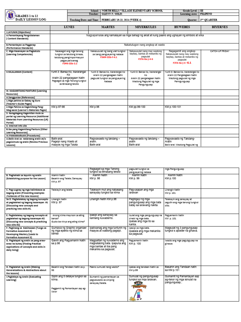 DLL Filipino3 Q3 W4 | PDF