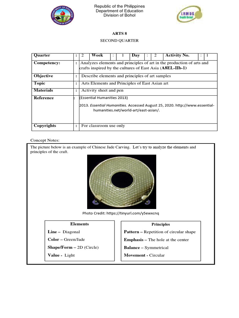ARTS8 Q2 LAS Wk1 | PDF