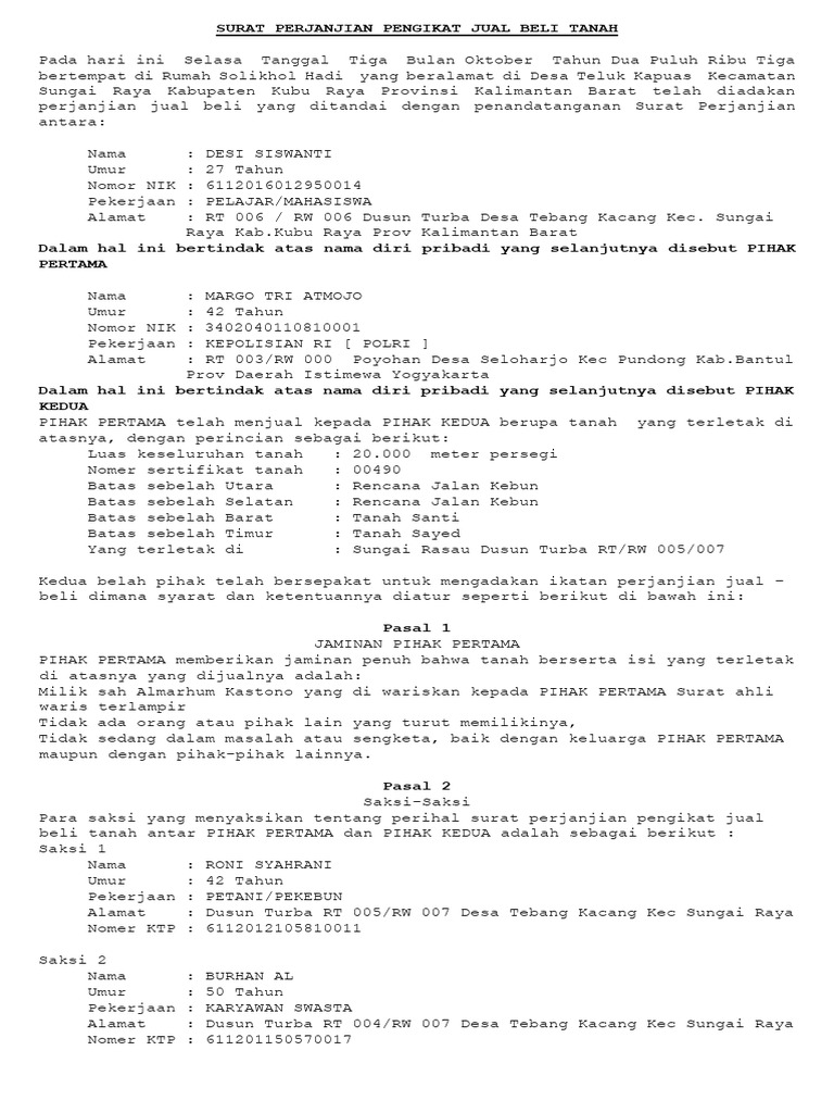 001 PPJB Perbaikan | PDF