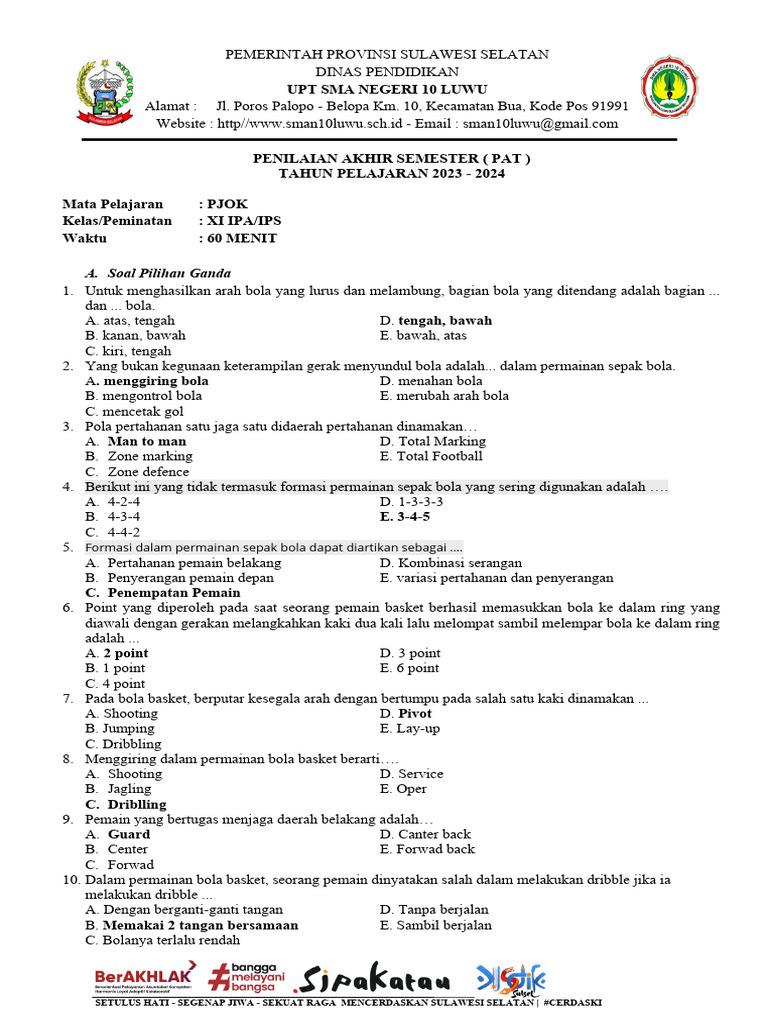 Pjok Xi Ganjil 2023-2024 | PDF