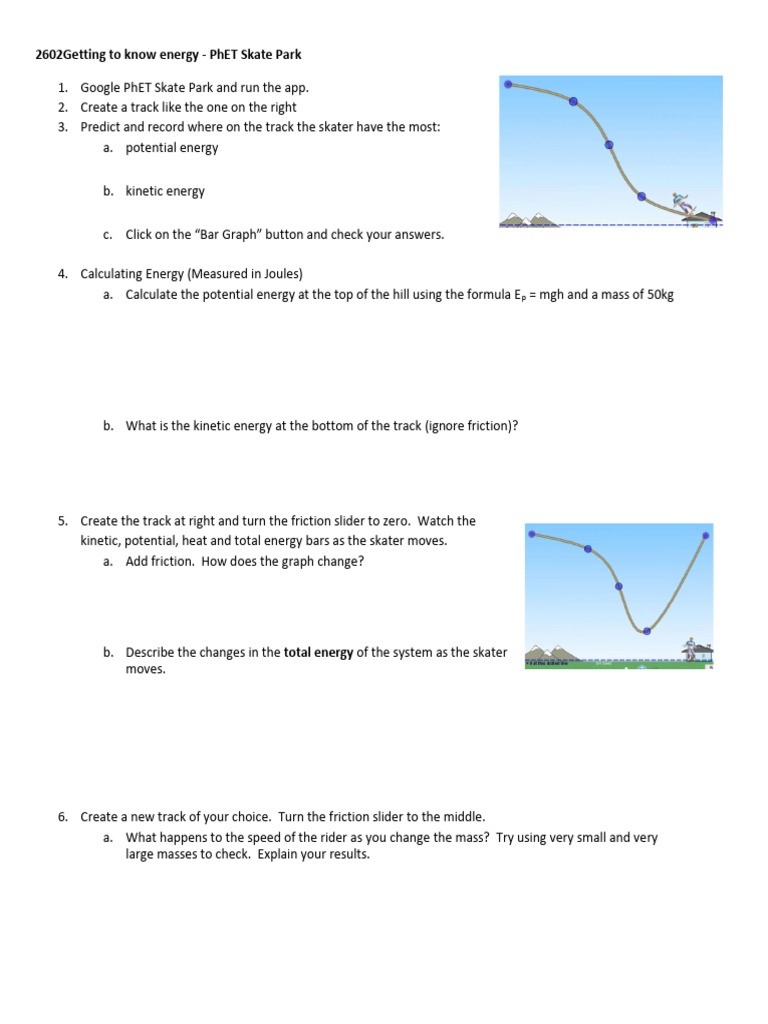 Activity - PhET Skate Park Energy | PDF