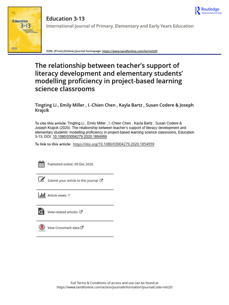 The Relationship Between Teacher's Support of | PDF | Project Based ...