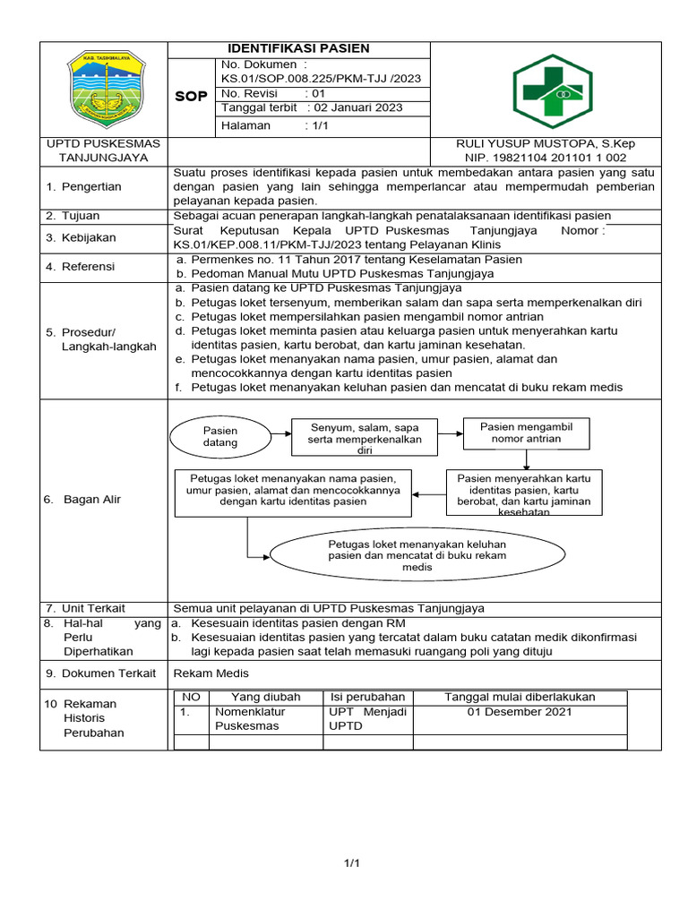 A.2 SOP IDENTIFIKASI PASIEN | PDF
