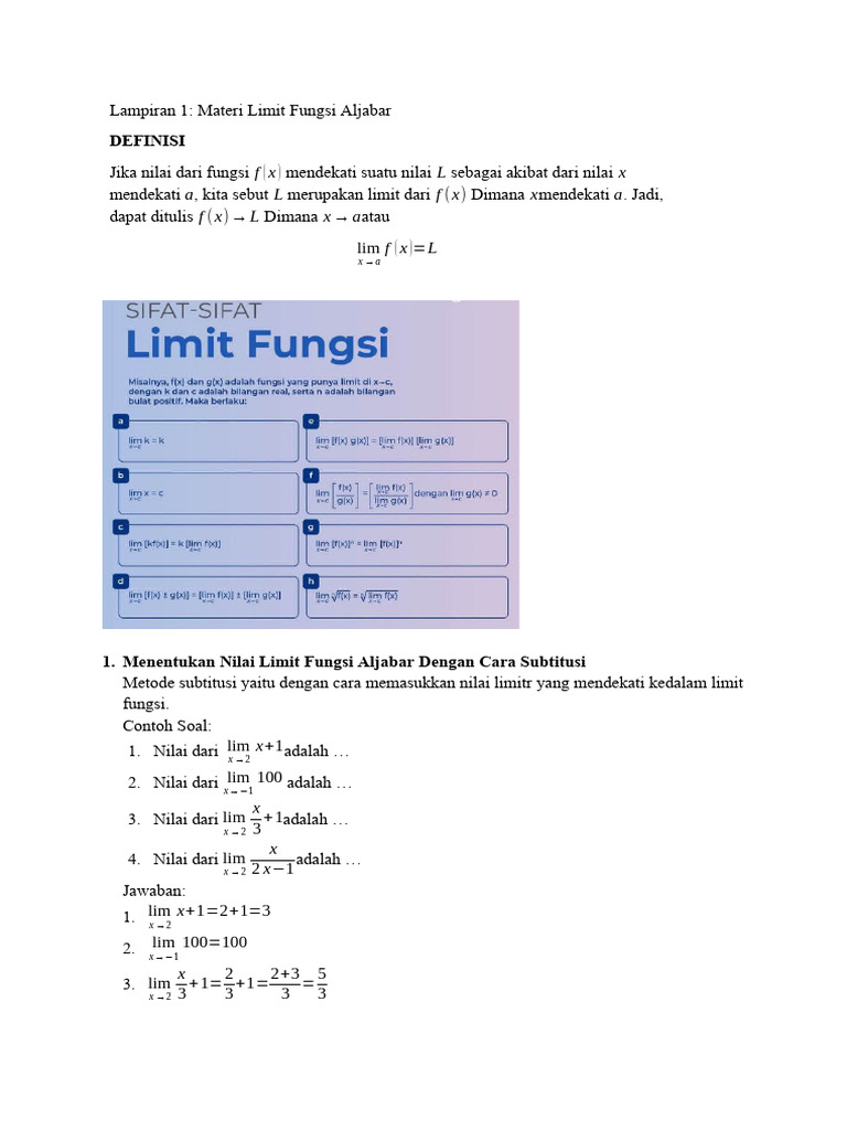 Materi Limit Fungsi Aljabar | PDF
