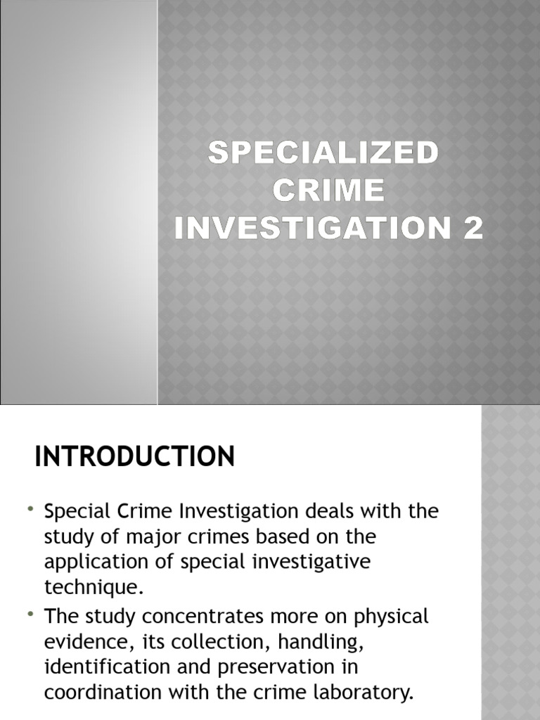 Special Crime Investigation 2 TOPIC 1 | PDF | Murder | Forensic Science