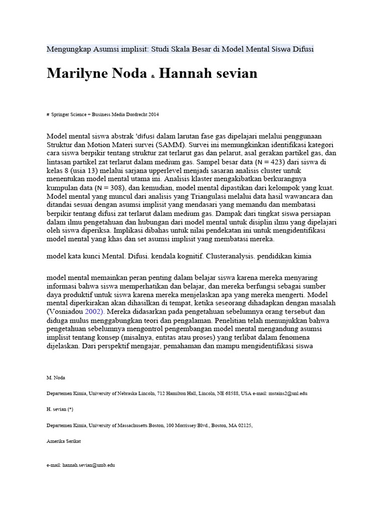 A Large Scale Study On Students Mental Models of Diffusion | PDF ...