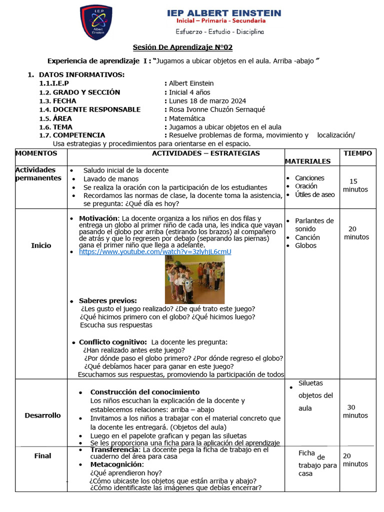 Sesión de Aprendizaje N 2 | Descargar gratis PDF | Ciencia cognitiva | Aprendizaje