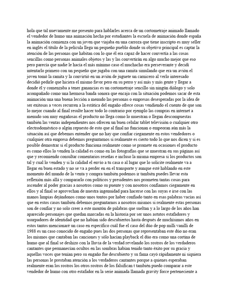 Analisis Del Video Del Vendedor Del Humo | PDF | Novela negra ...