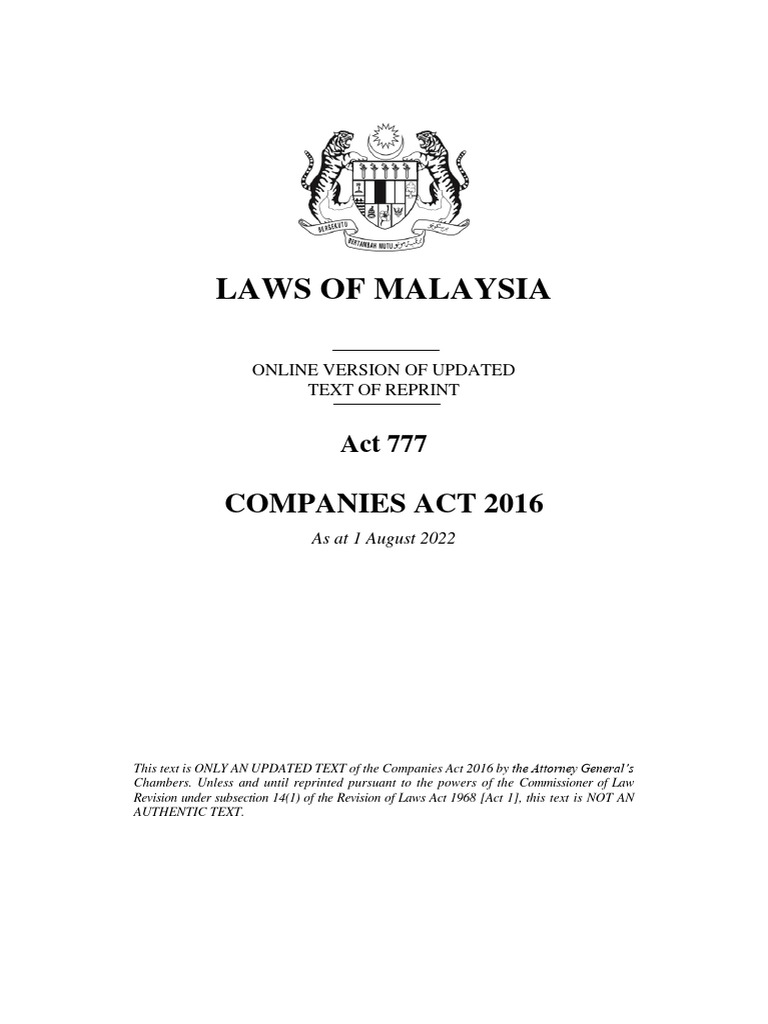 Companies Act 2016 (Malaysia) | PDF | Liquidation | Financial Statement