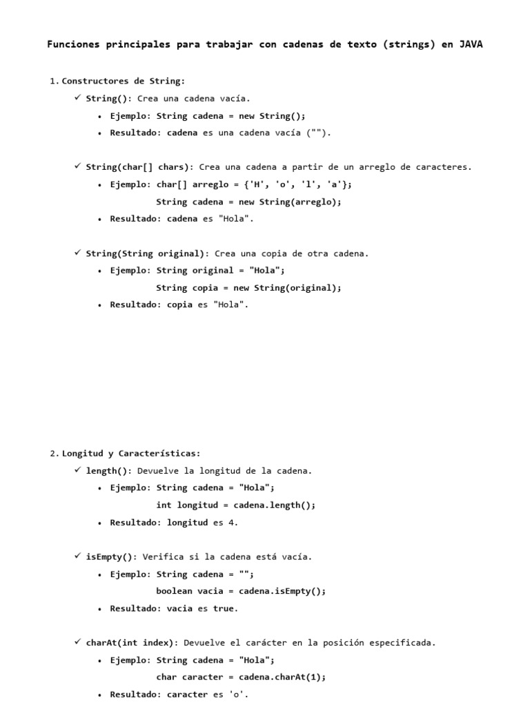 Funciones Strings | PDF | Cadena (informática) | Notación